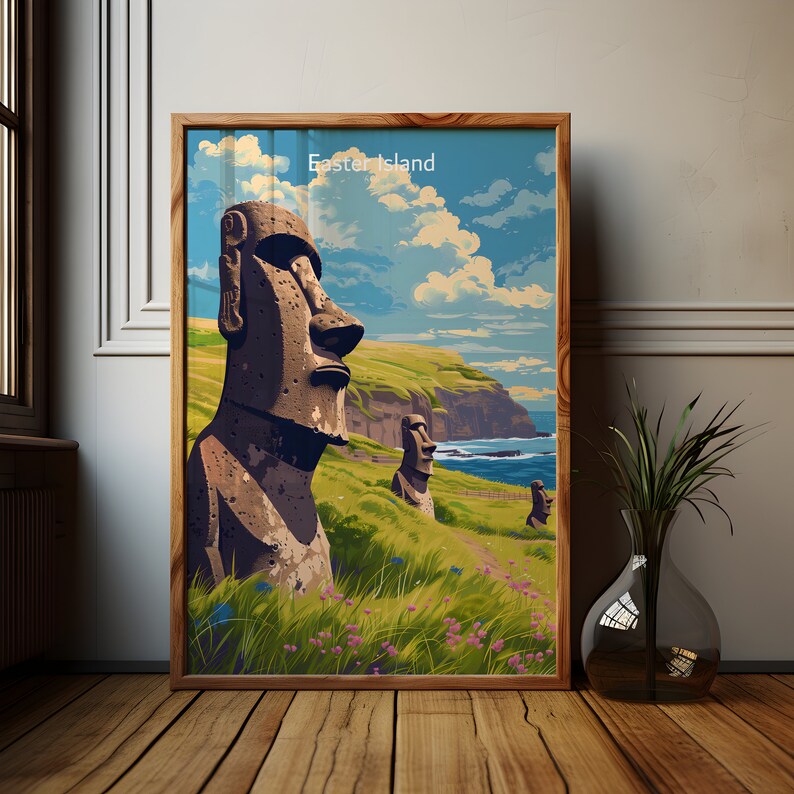 Easter Island Poster Rapanui Island, Isla De Pascua Poster Moai Statue ...