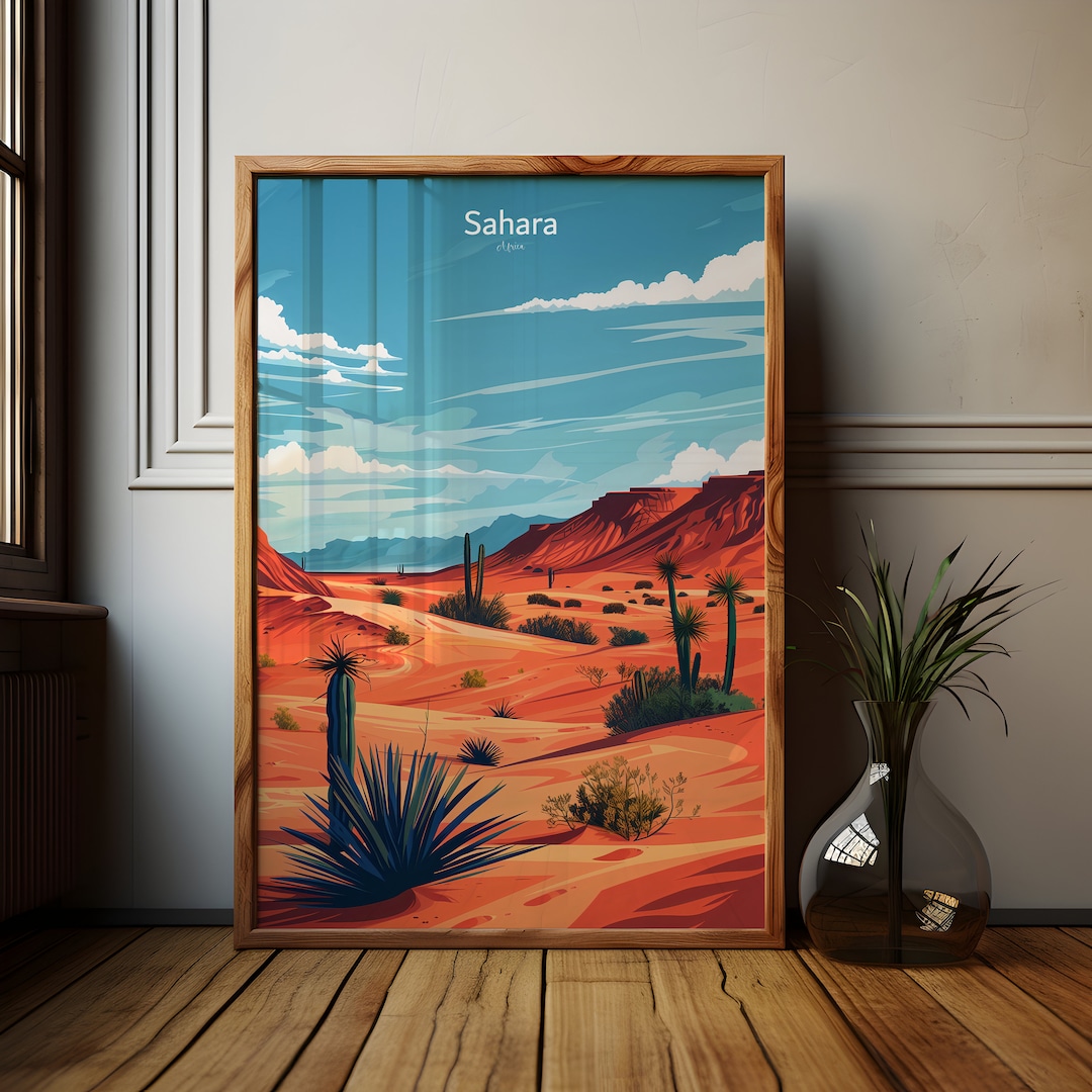 Sahara Print Travel Poster Travel to Africa Desert Dreams in the Sahara ...
