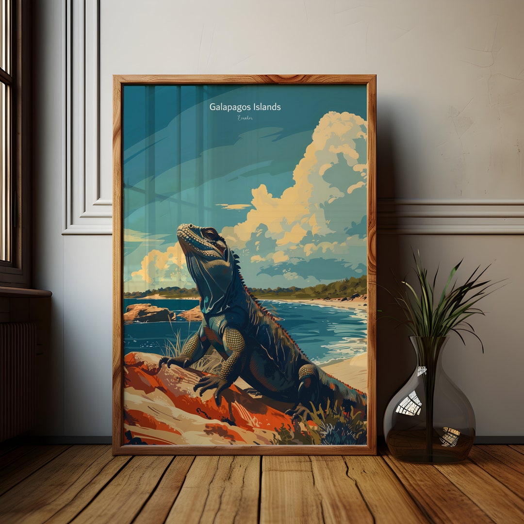Galapagos Islands Poster Ecuador, Komodo Dragon Print, Reptile Wall Art ...