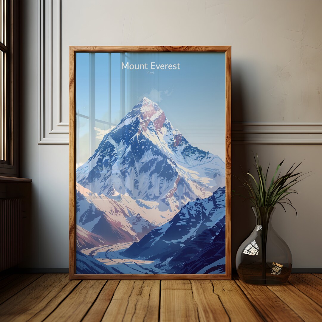 Mount Everest Poster Majestic Himalayan Peaks Art Print, Inspirational ...