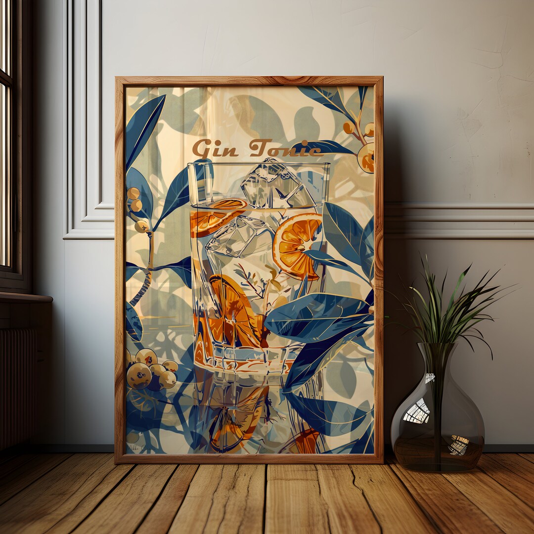 Gin Tonic Cocktail Poster for Home Housewarming Gift Gin Tonic Wall Art ...