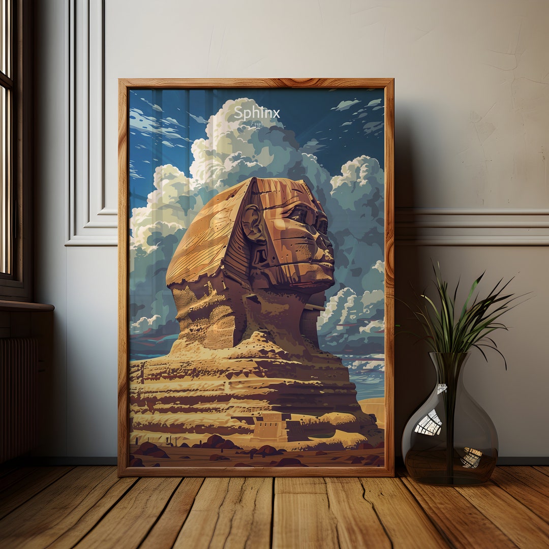 Sphinx Poster, Egypt Poster in Sunlight, Living Room Poster, Digital ...