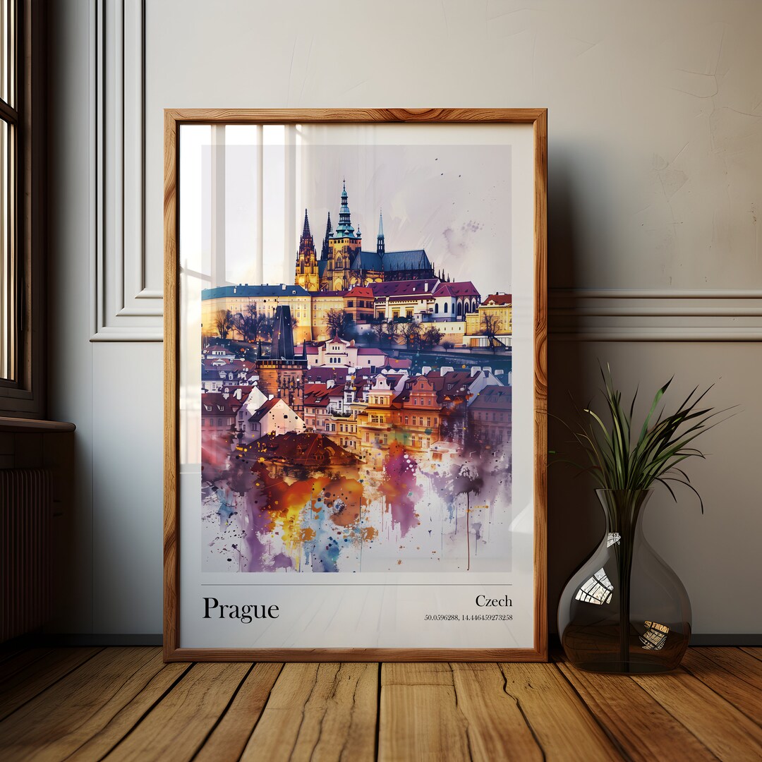 Prague Skyline Panoramic Poster, Czech Republic Poster, Prague Castle ...