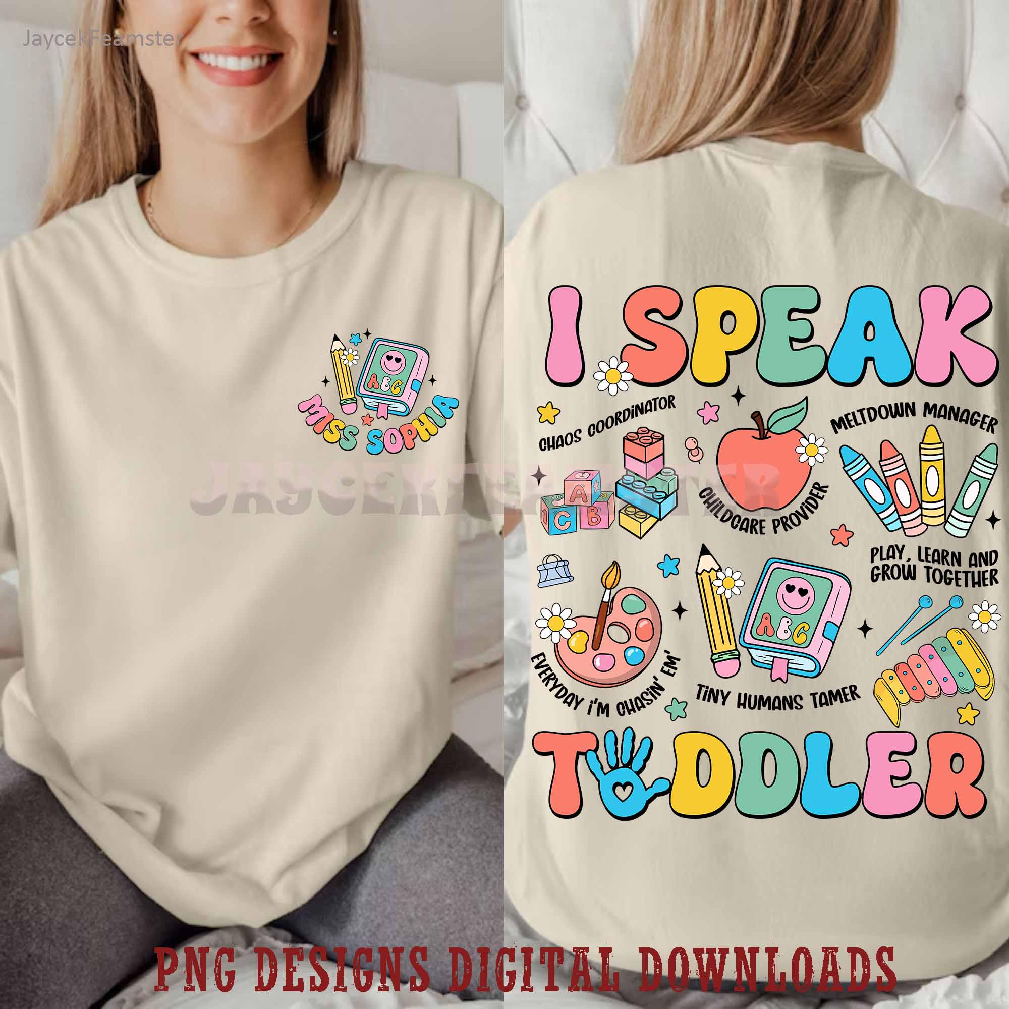 Custom Daycare Teacher Png, I Speak Toddler, Daycare Worker Gift ...