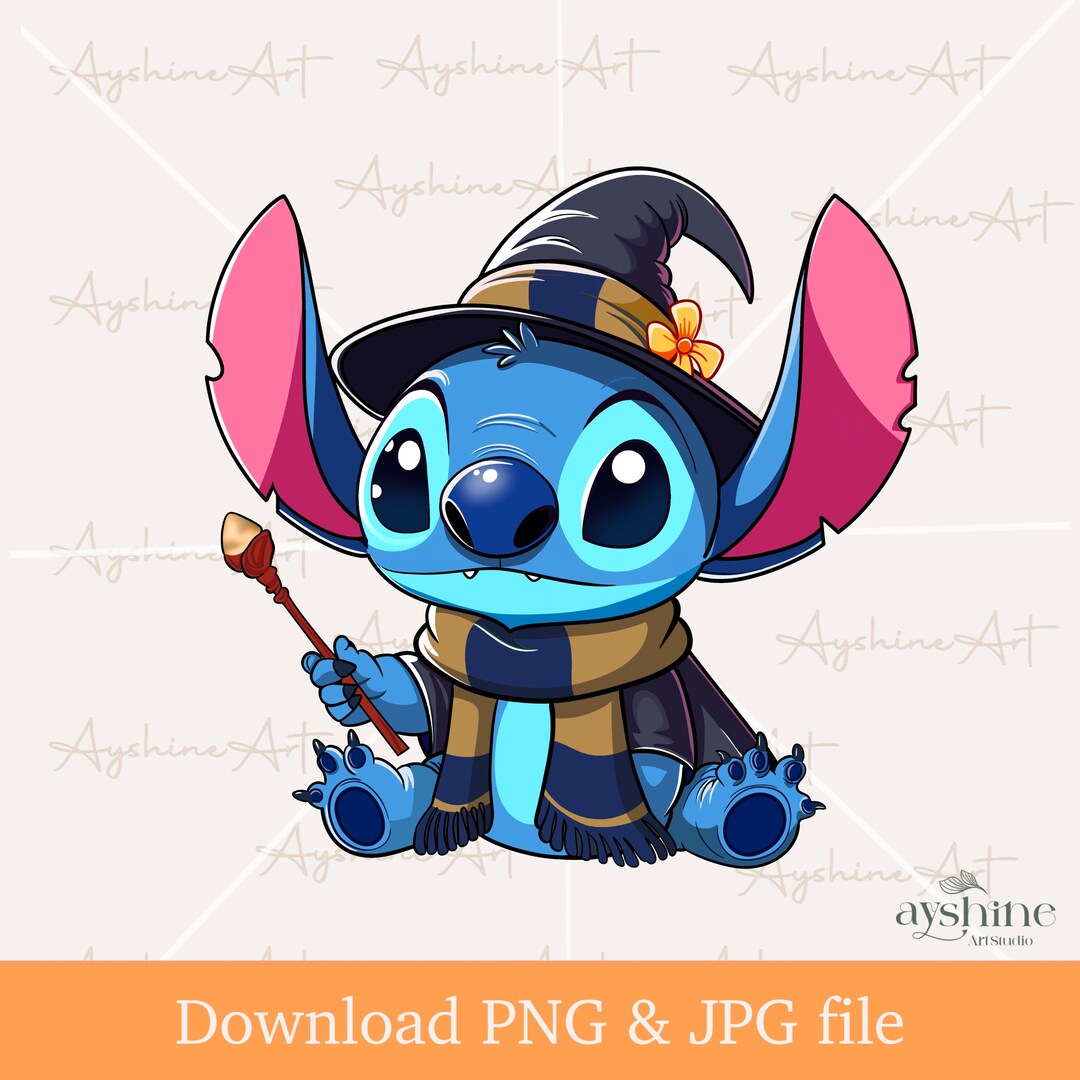 Wizard Stitch Png, Magic Wizard Png, Stitch Hogwarts Png, Blue and ...