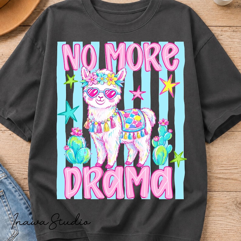 Sem mais drama Lhama PNG, design retrô colorido de animal (download ...
