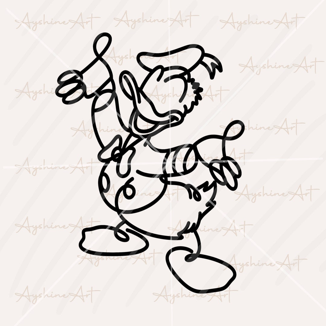 Donald Duck Lineart SVG, Donald Duck Continuous Line PNG, Donald ...