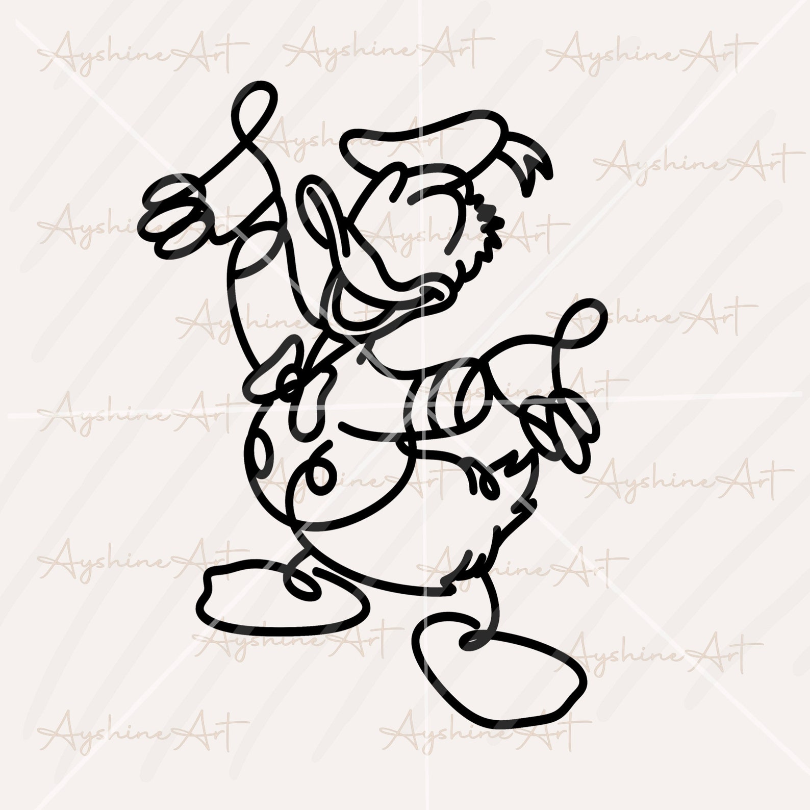 Paperino Lineart SVG, Linea Continua Di Paperino PNG, Donald Vintage ...