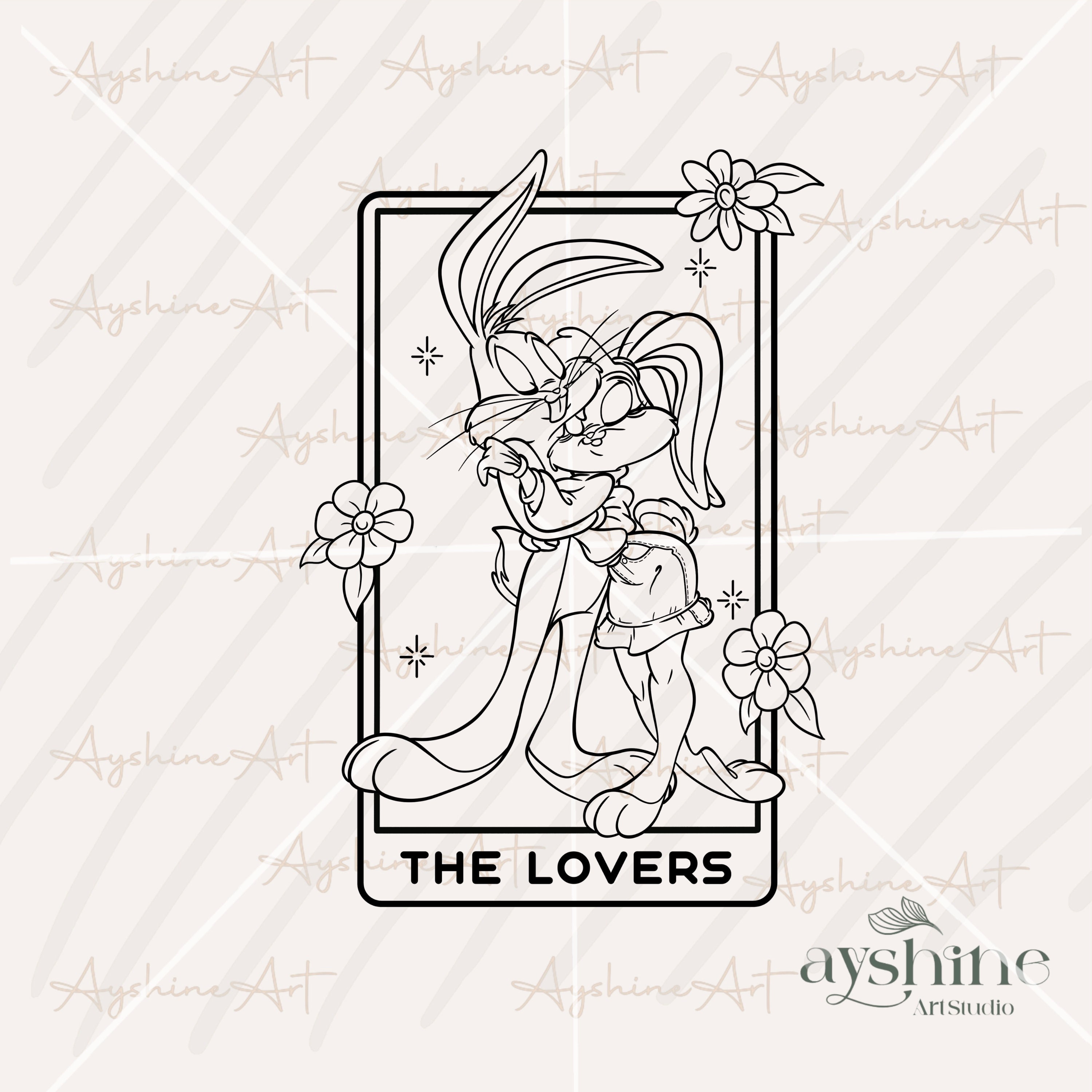Bunny & Lola SVG, Tarot Bunny PNG, Tarot Bunny Love Lola, Bugs Bunny ...