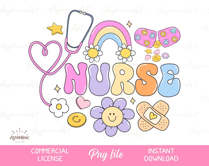 Retro Nurse Life Clipart Pink Nurse Png Medical Clipart Groovy Mental ...