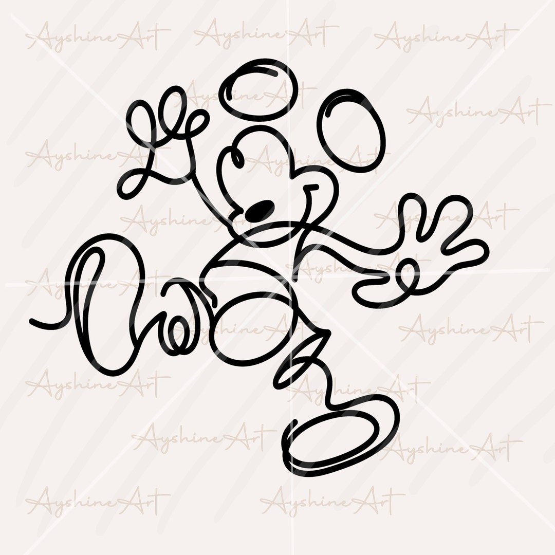 Mickey Lineart SVG, Mickey Continuous Line PNG, Mickey Vintage Svg ...