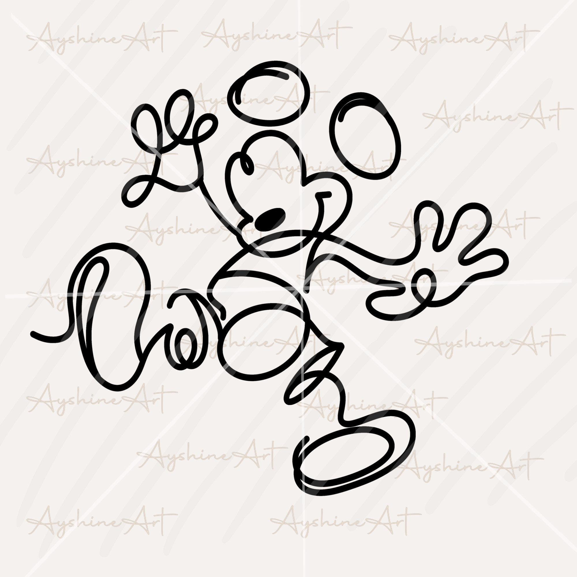 Mickey Lineart SVG, Mickey Continuous Line PNG, Mickey Vintage Svg ...