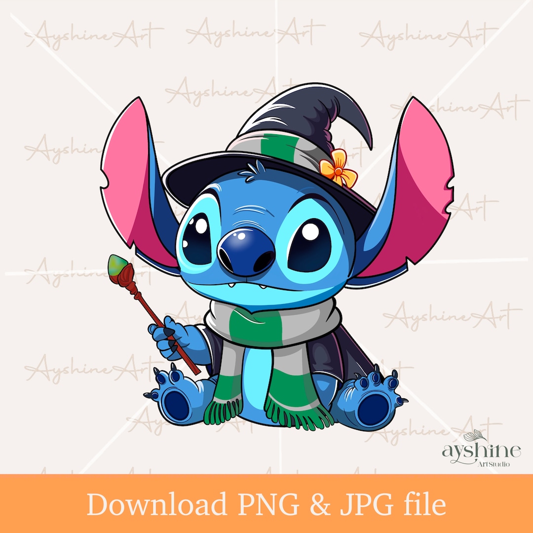 Wizard Stitch Png, Magic Wizard Png, Stitch Hogwarts Png, Green and ...