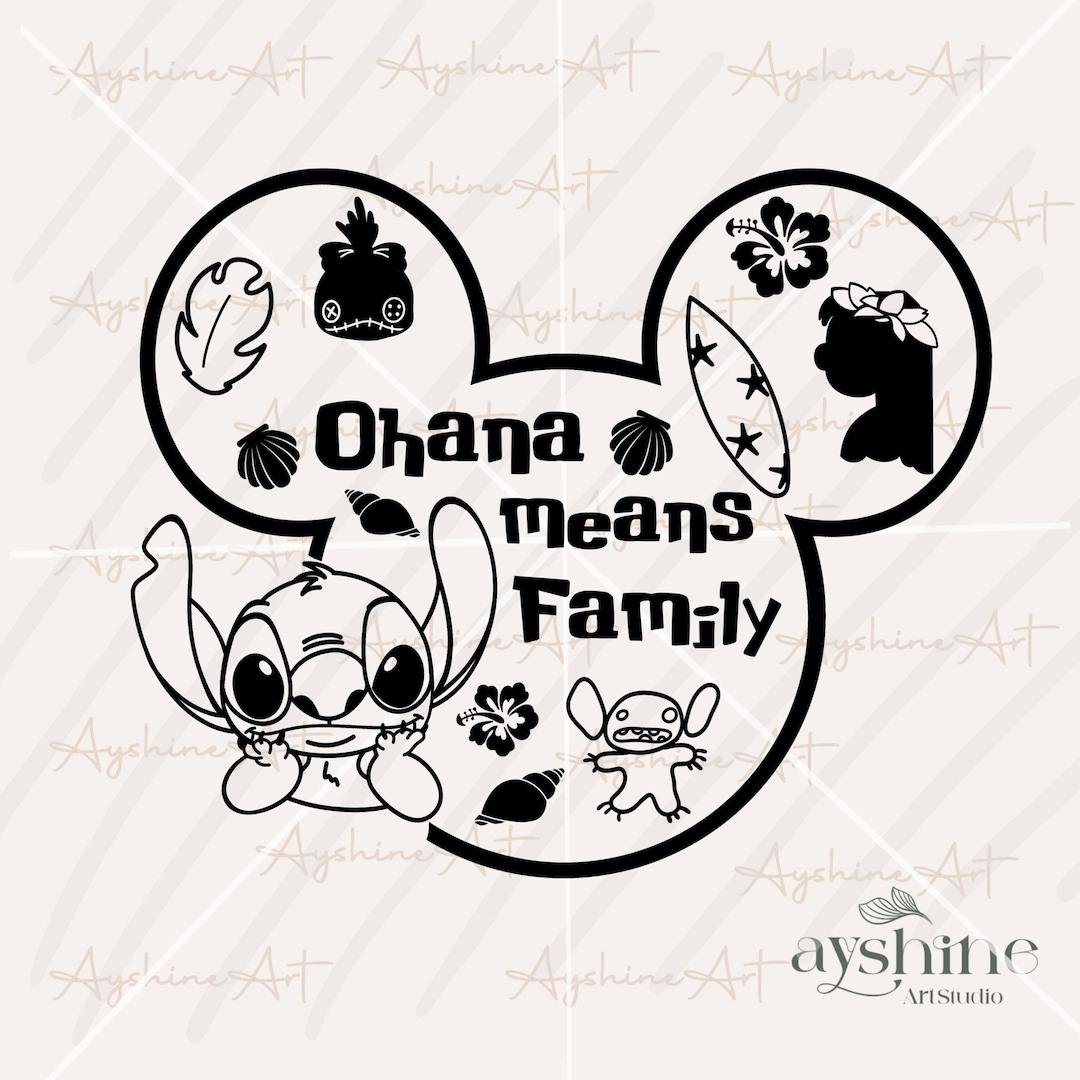 Ohana Means Family SVG, Lilo & Stitch PNG, Stitch SVG, Mouse Head ...