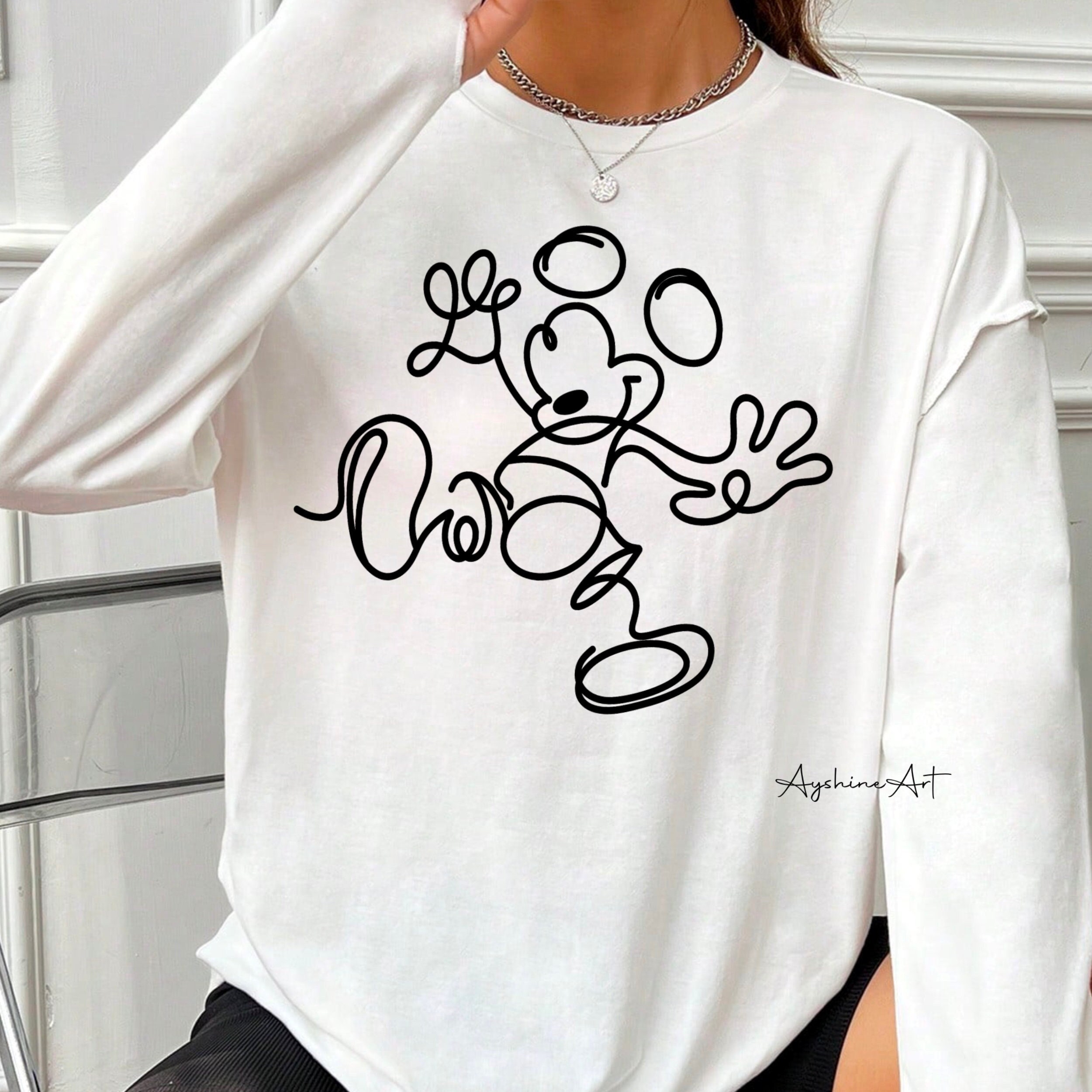 Mickey Lineart SVG, Mickey Continuous Line PNG, Mickey Vintage Svg ...