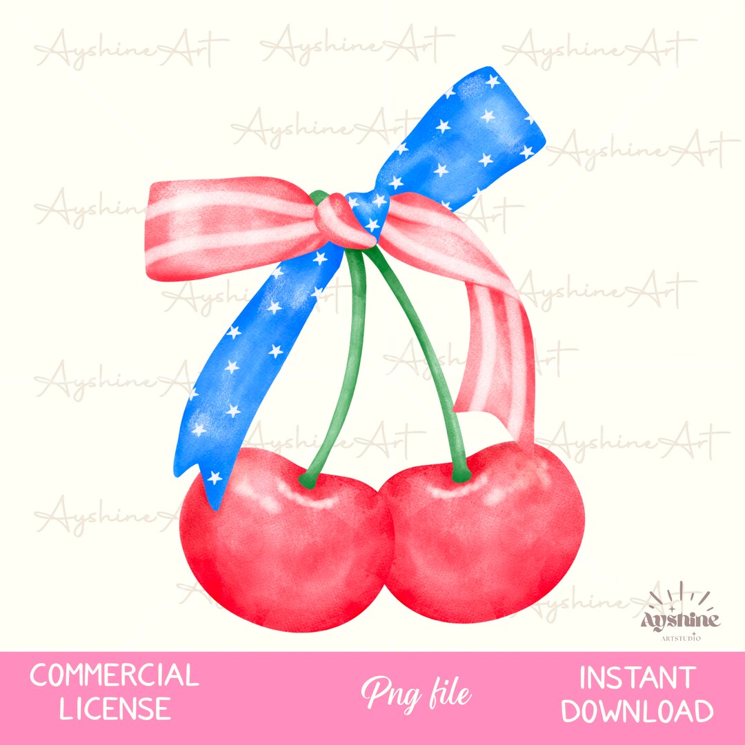 Coquette Cherry 4th July Png, Cherry 4th July Bow Png, Soft Girl Era ...