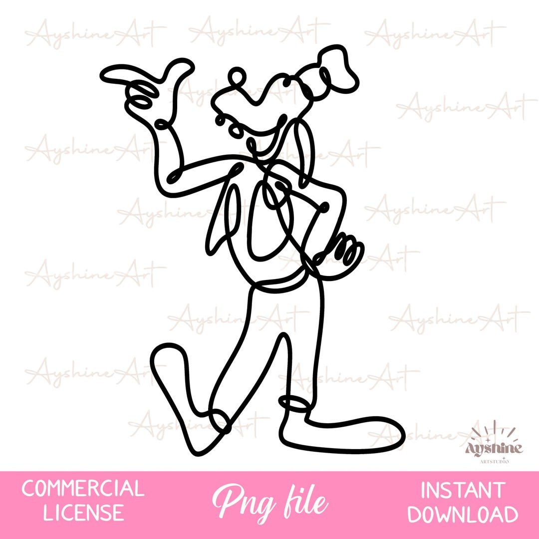 Goofy Lineart SVG, Mickey Continuous Line PNG, Goofy Vintage Svg, Goofy ...