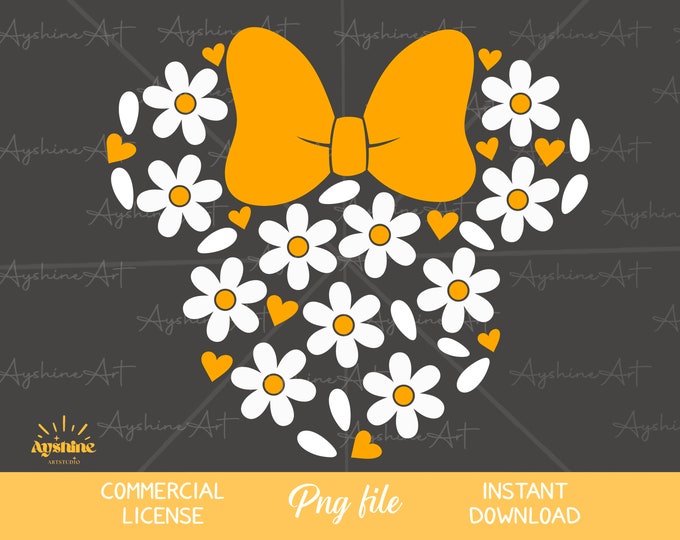 Daisy Flowers Mouse Head Png - Daisies Decor Png Cut Files for Cricut ...