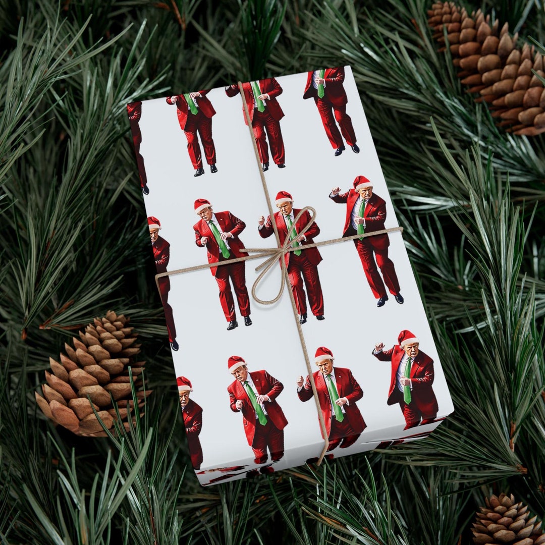Funny Dancing Donald Trump Wrapping Paper, MAGA Quirky Christmas Gift ...
