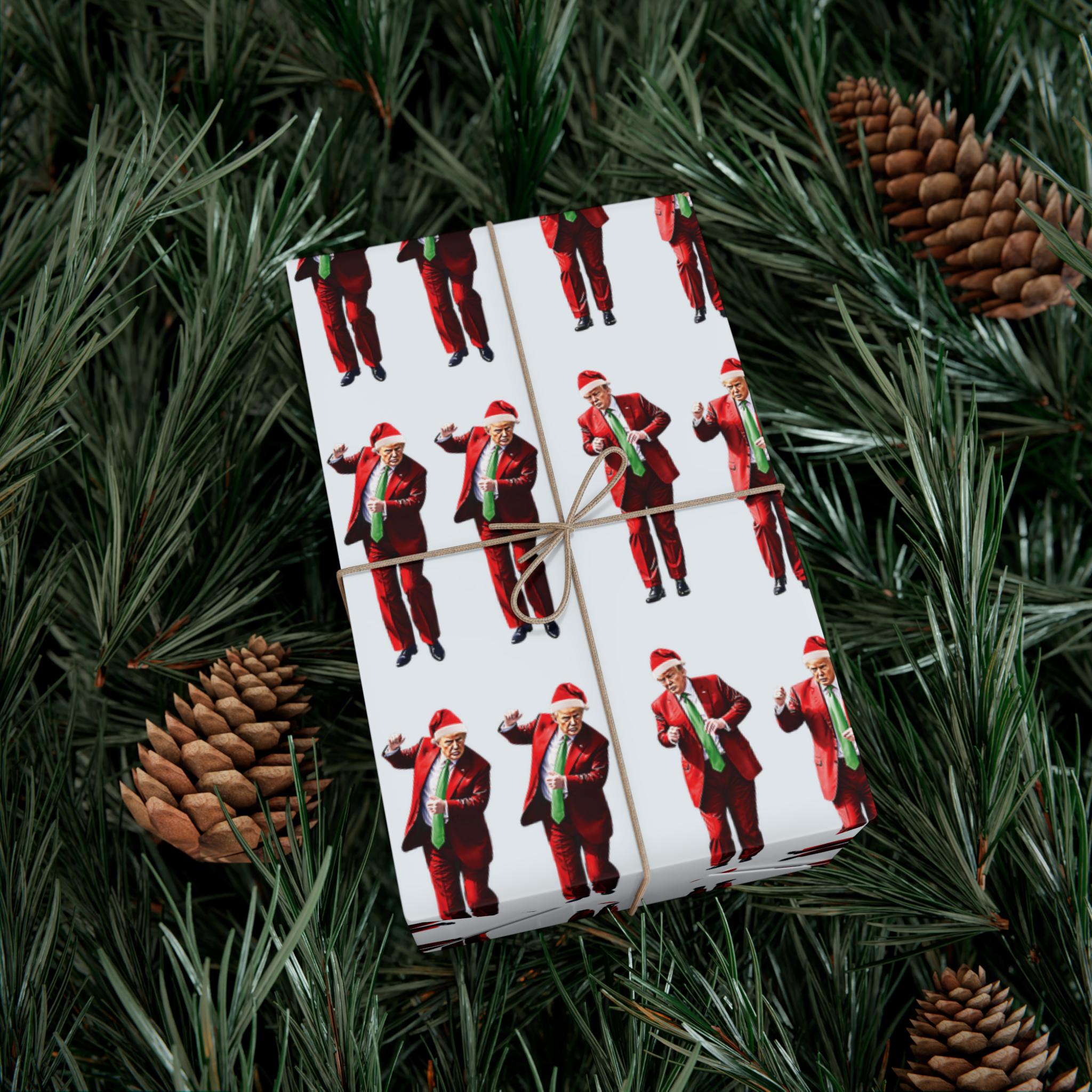 Funny Dancing Donald Trump Wrapping Paper, MAGA Quirky Christmas Gift ...