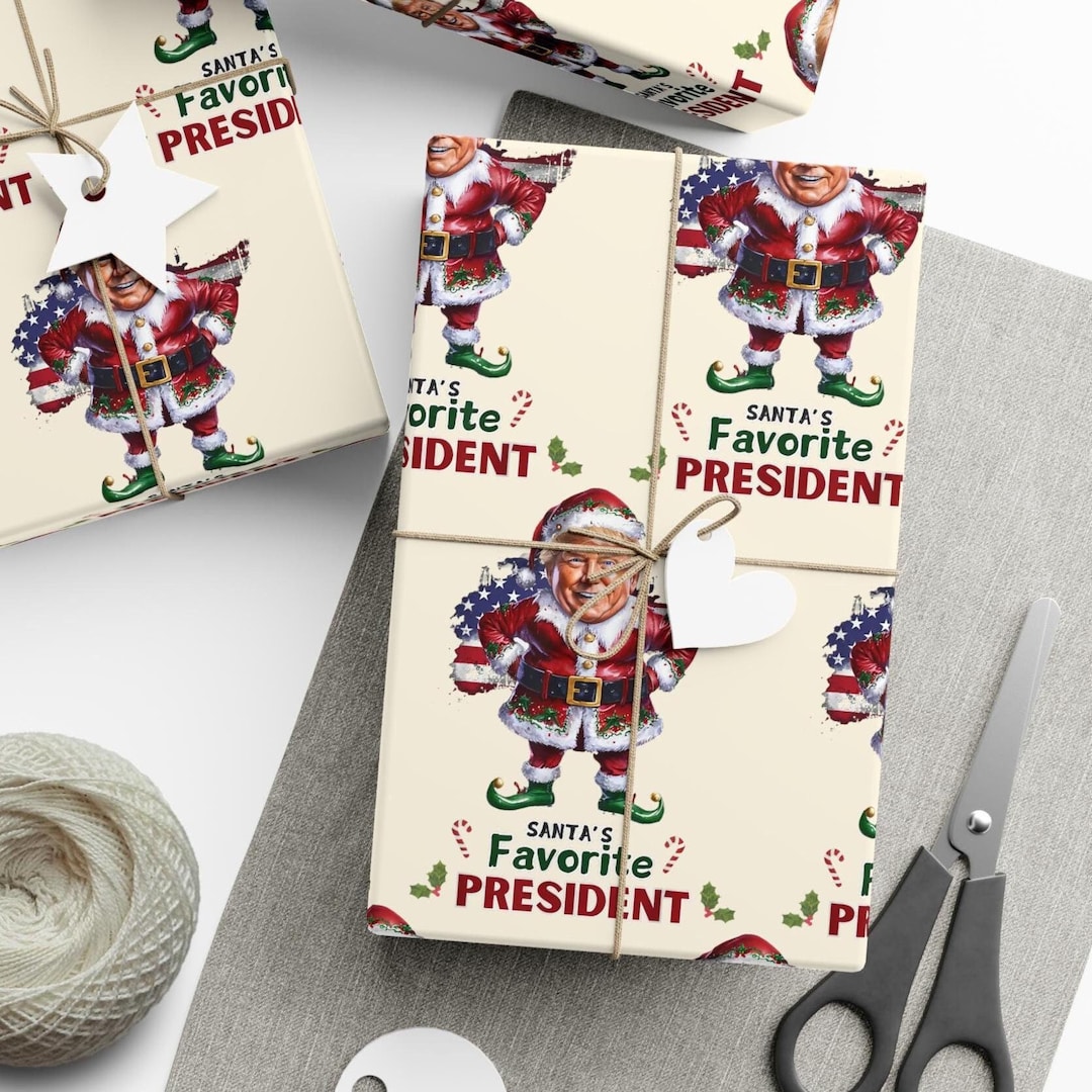 Funny Donald Trump Wrapping Paper Santa President, MAGA Quirky ...