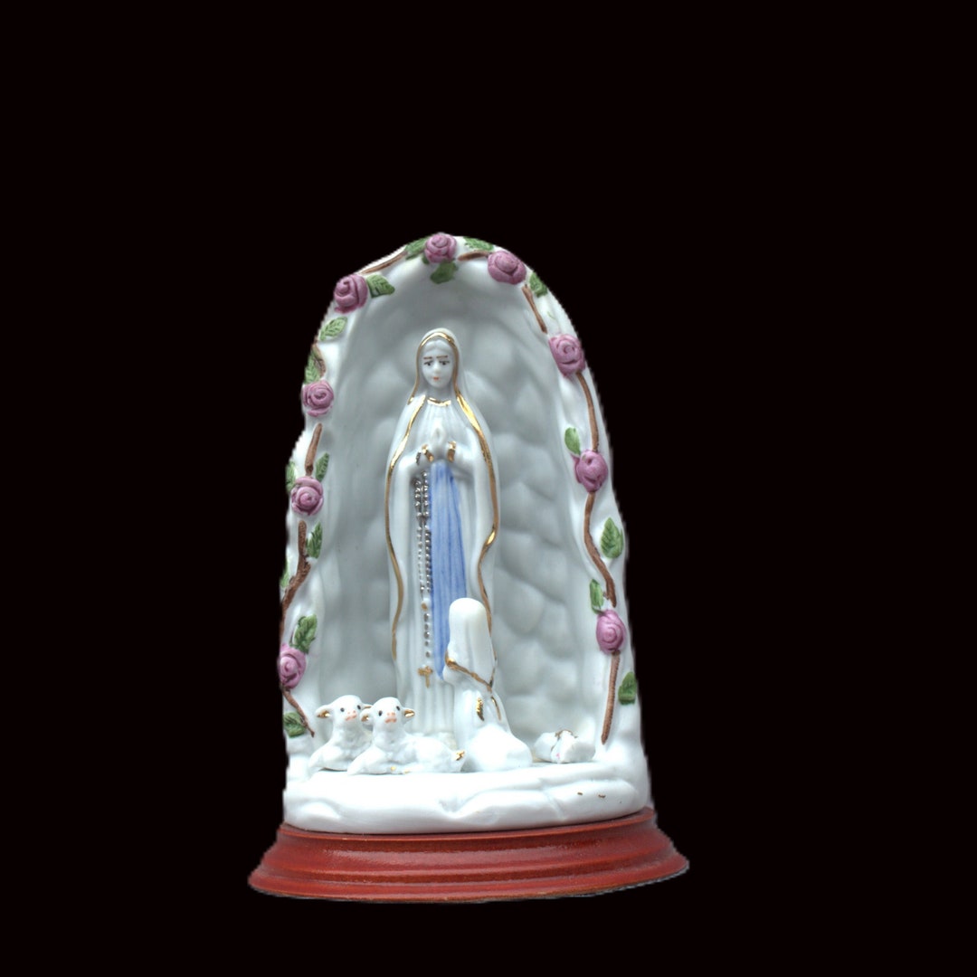 Beautiful Vintage Porcelain Statue Virgin Mary With Bernadette French ...