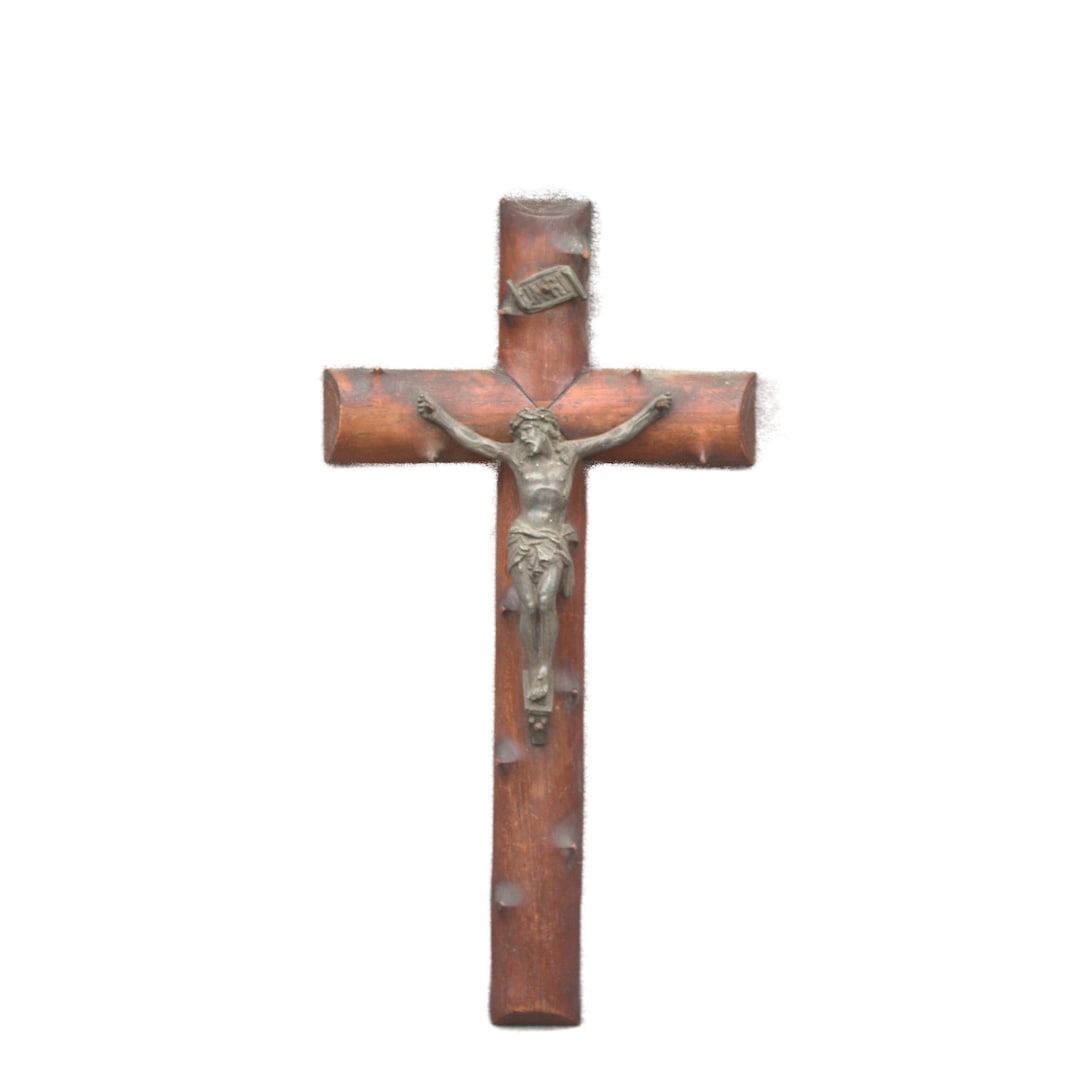 Antique Wooden Hanging Crucifix Corpus Jesus Wall Art Home Altar Decor ...