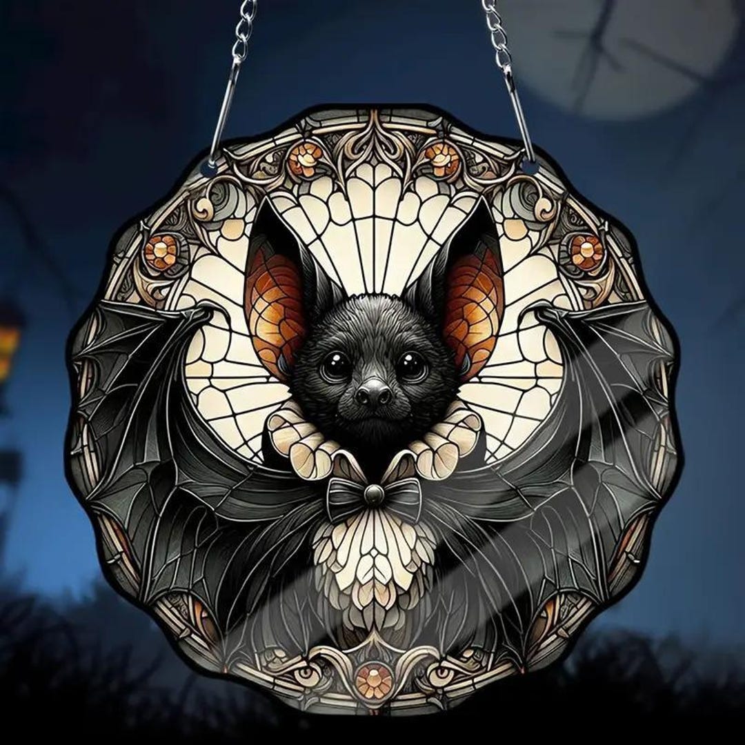 Cute Bat Acrylic Window Hanging Stained Suncatcher 2D Flat Halloween ...