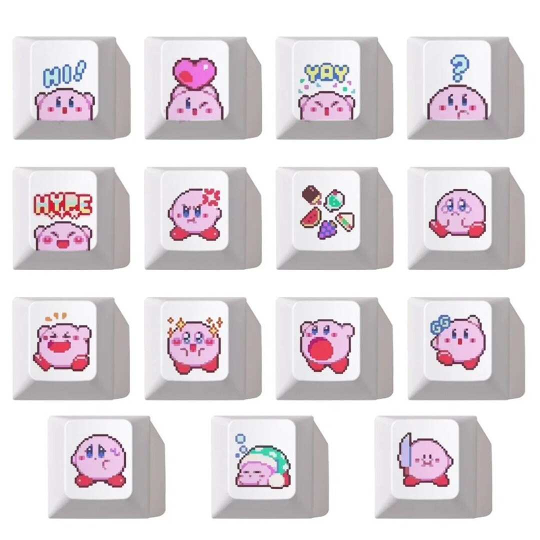 15 Pcs Cartoon Kirbys PBT Dye-sublimation Gaming Cherry MX mechanical ...