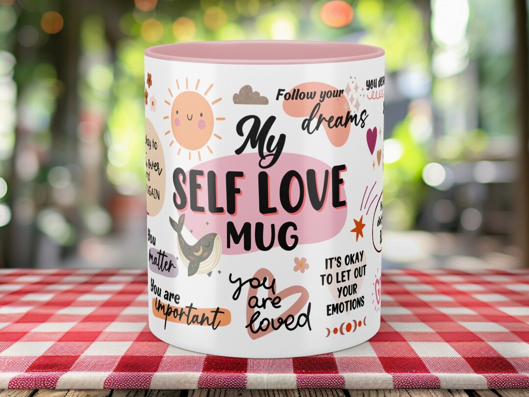 MY SELF LOVE Mug, Coloured Positivity Mug, Inspirational Cup, Self ...