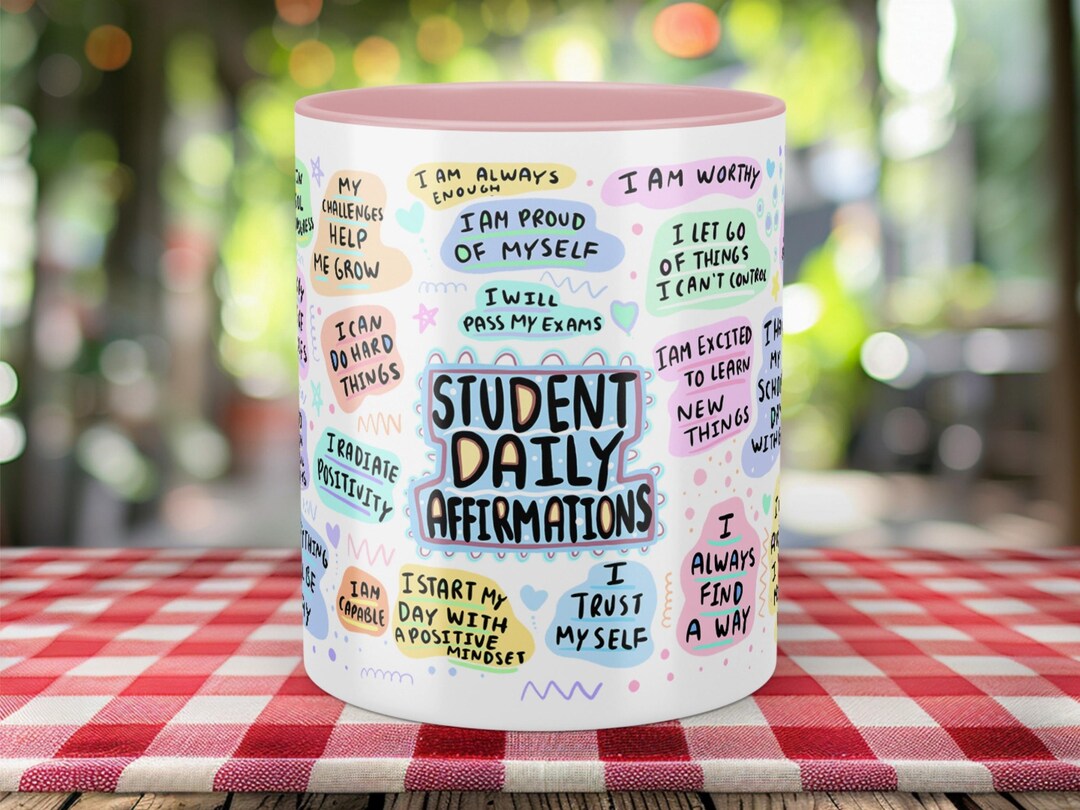 STUDENT DAILY AFFIRMATION Mug, Coloured Motivational Mug, Inspirational ...