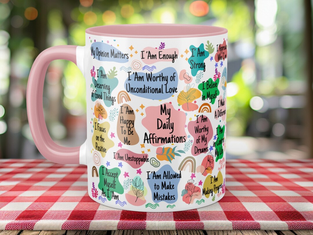 MY DAILY AFFIRMATIONS Mug, Coloured Positivity Mug, Motivational ...