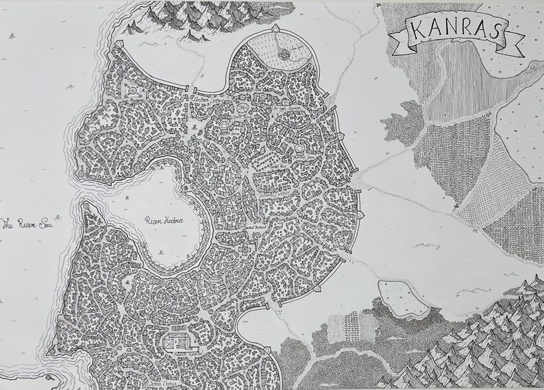 Handdrawn, Custom Land and City Fantasy Maps (A5, A4, A3) for Dnd, a ...