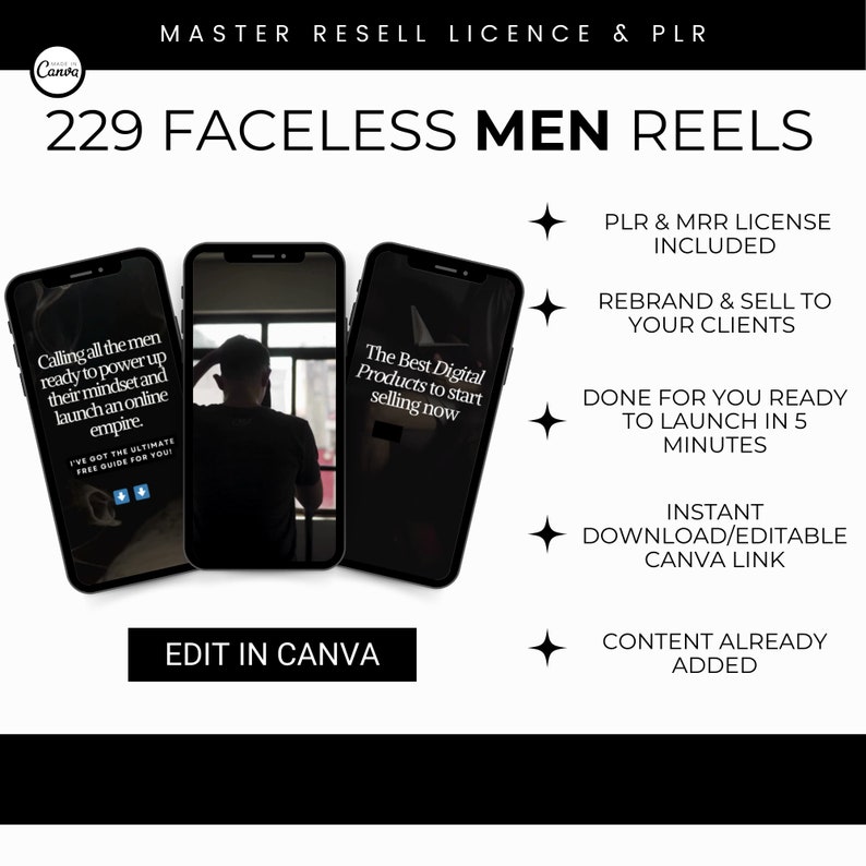 229 Faceless Men Reels Dark Aesthetic With Done for You Content ...