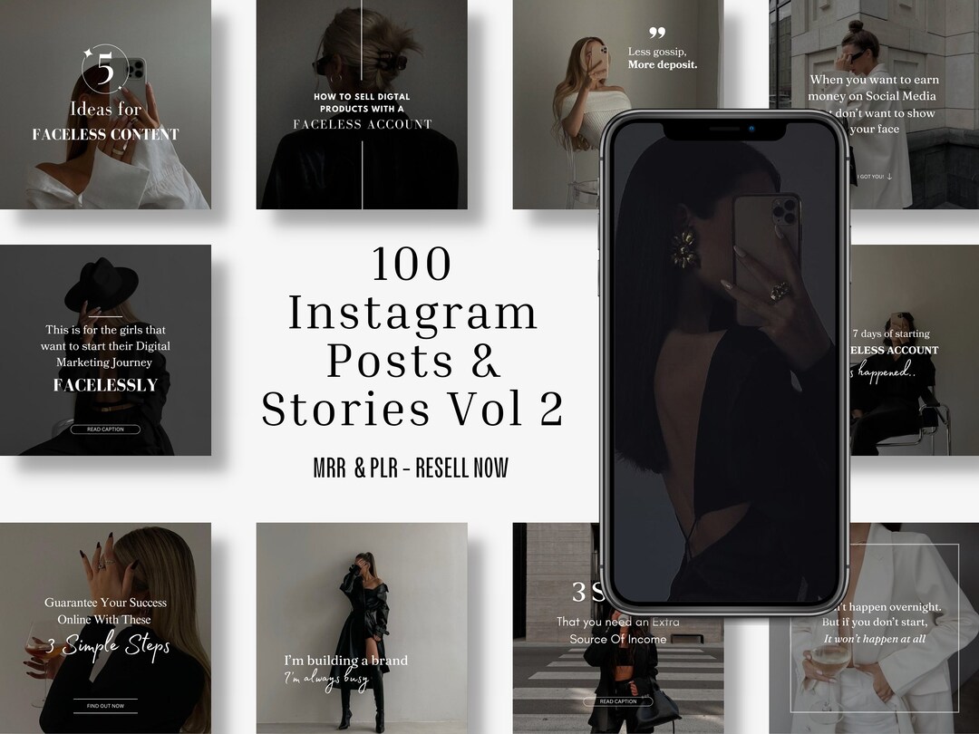 100 Faceless Instagram Posts and Matching Stories VOL 2, Faceless ...