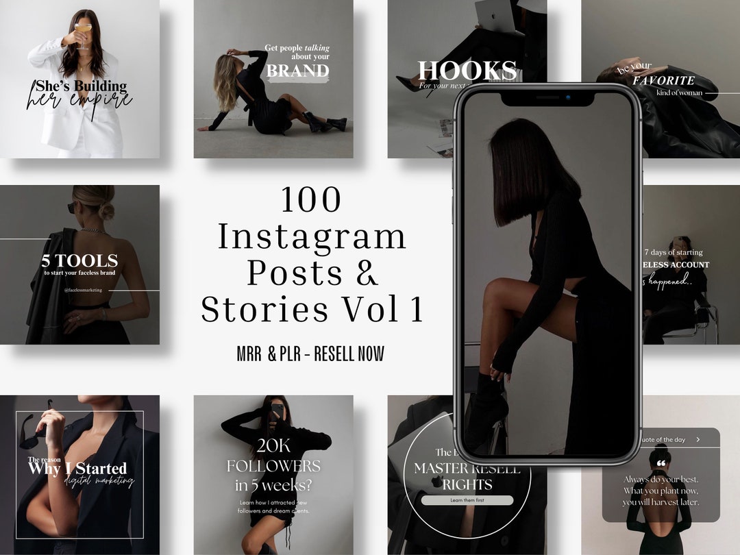 100 Faceless Instagram Posts and Matching Stories for Faceless Digital ...