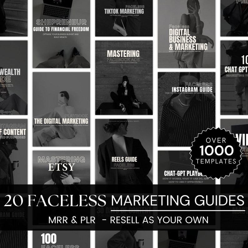 Faceless Digital Marketing Guides Bundle: 20 Courses, 1000+ Templates ...