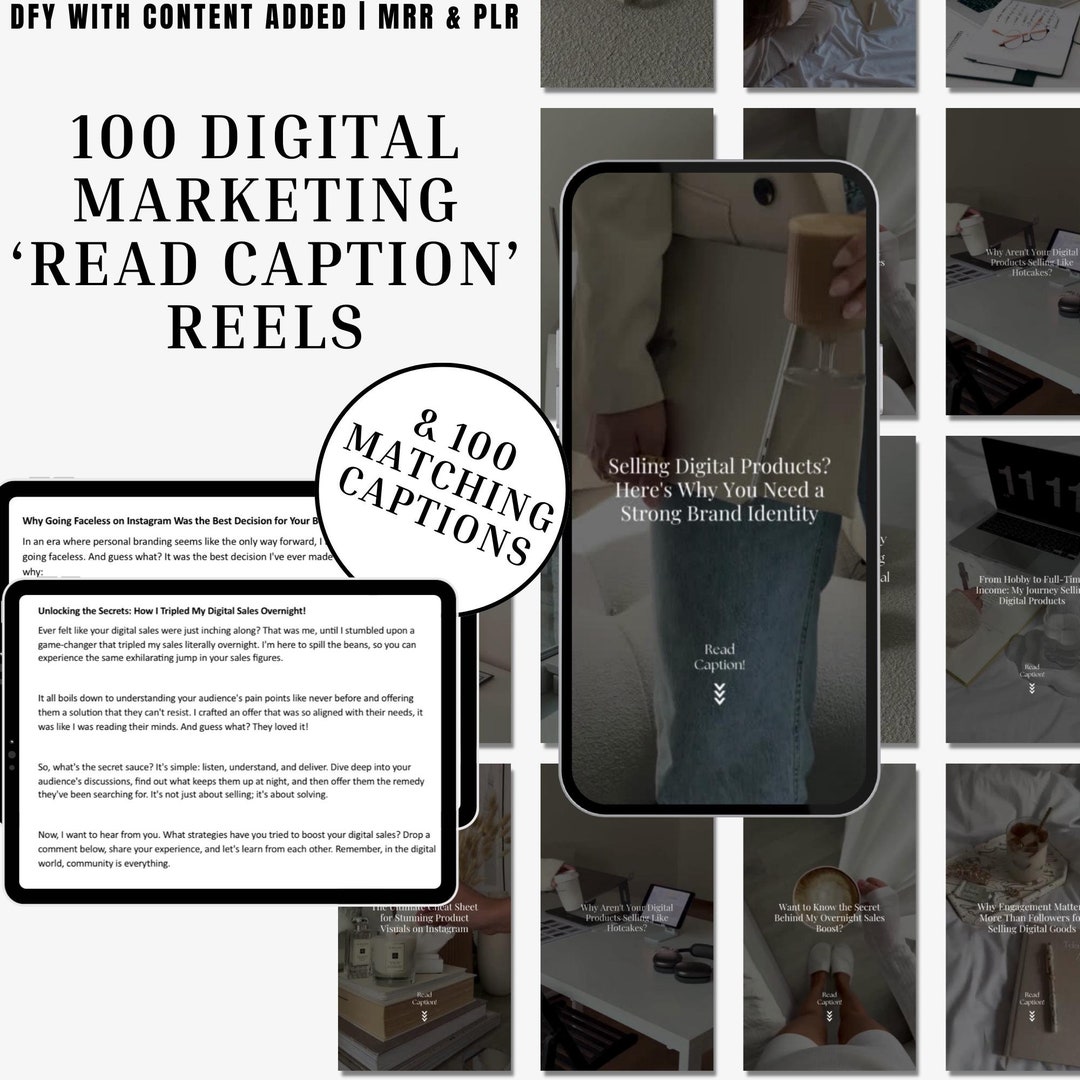 100 Digital Marketing Reels With Captions: Canva Templates (MRR & PLR ...
