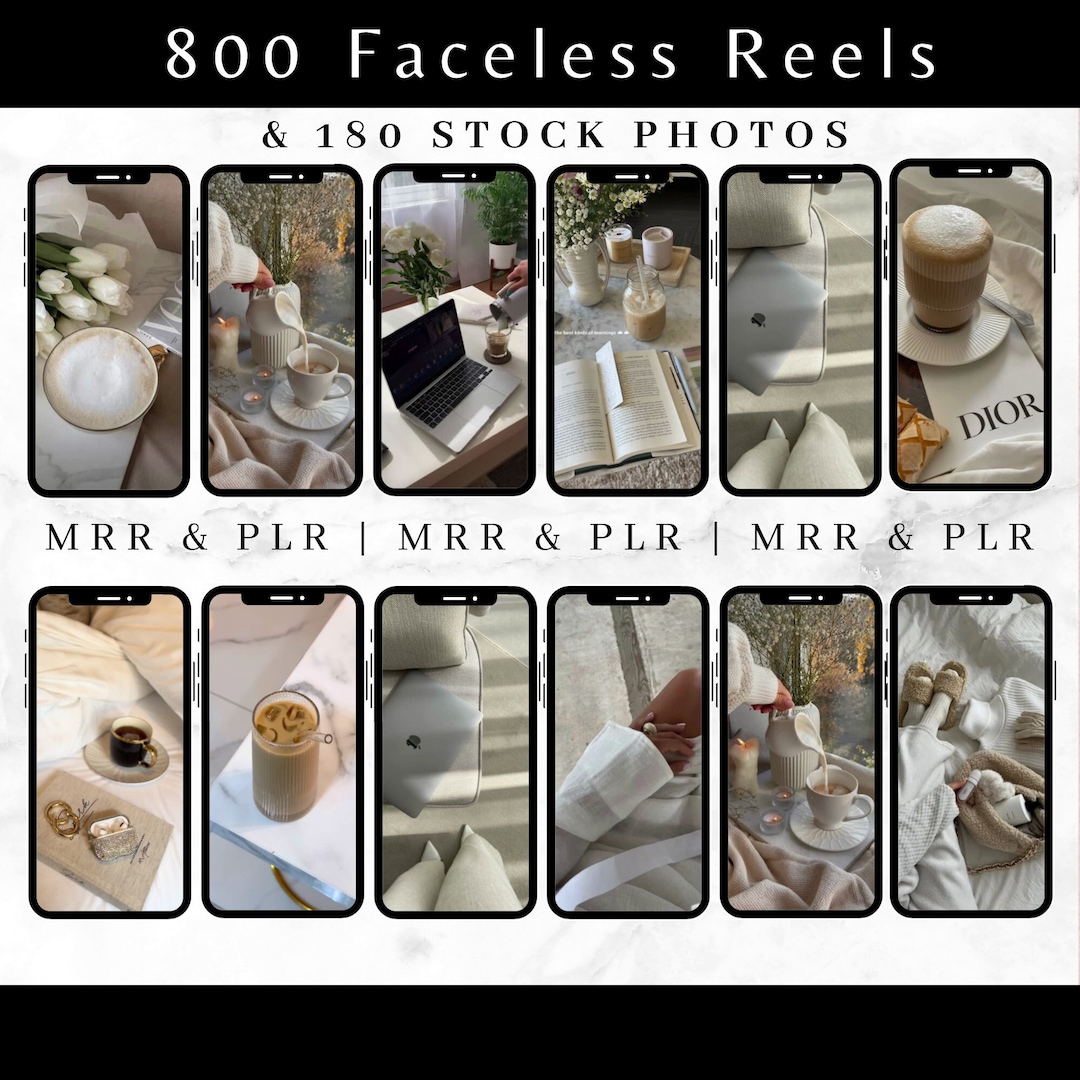 800 Faceless Reels and 180 Stock Photos Bundle, Light Aesthetic ...