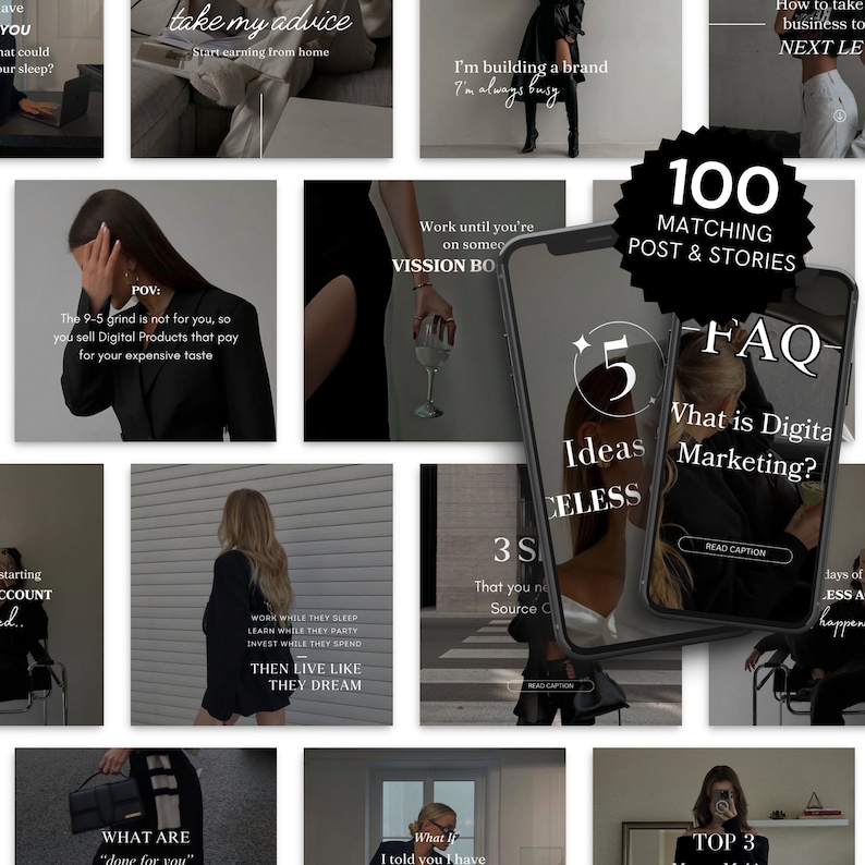 100 Faceless Instagram Posts and Matching Stories VOL 2, Faceless ...