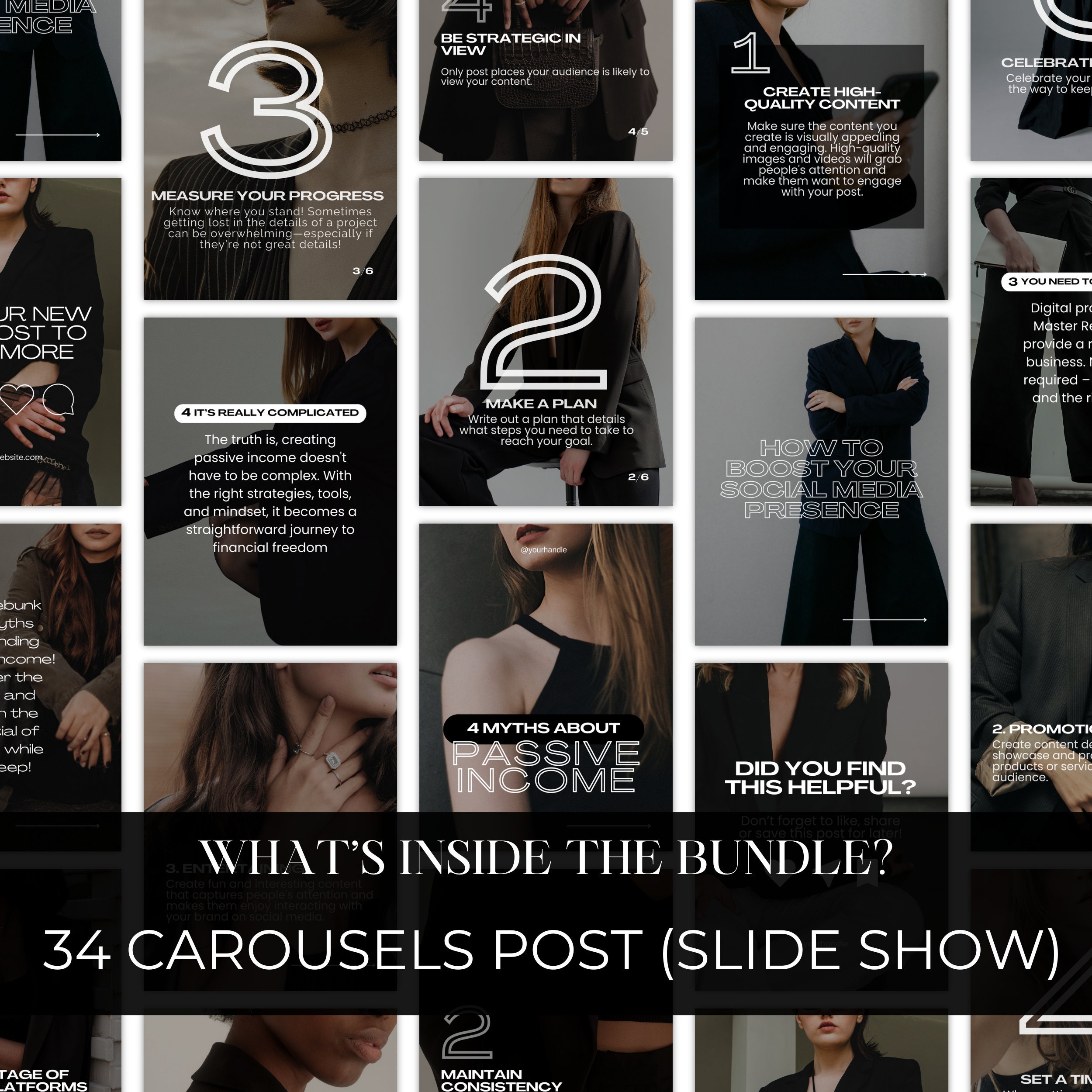 Faceless Social Media Content Launch Kit, Dark Black Aesthetics, MRR ...