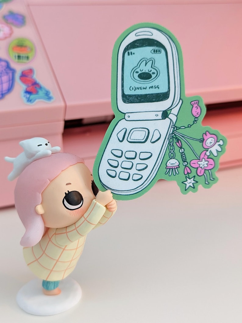Flip Phone Charm Sticker - Cute Sticker, Vinyl Sticker, Phone Charms ...