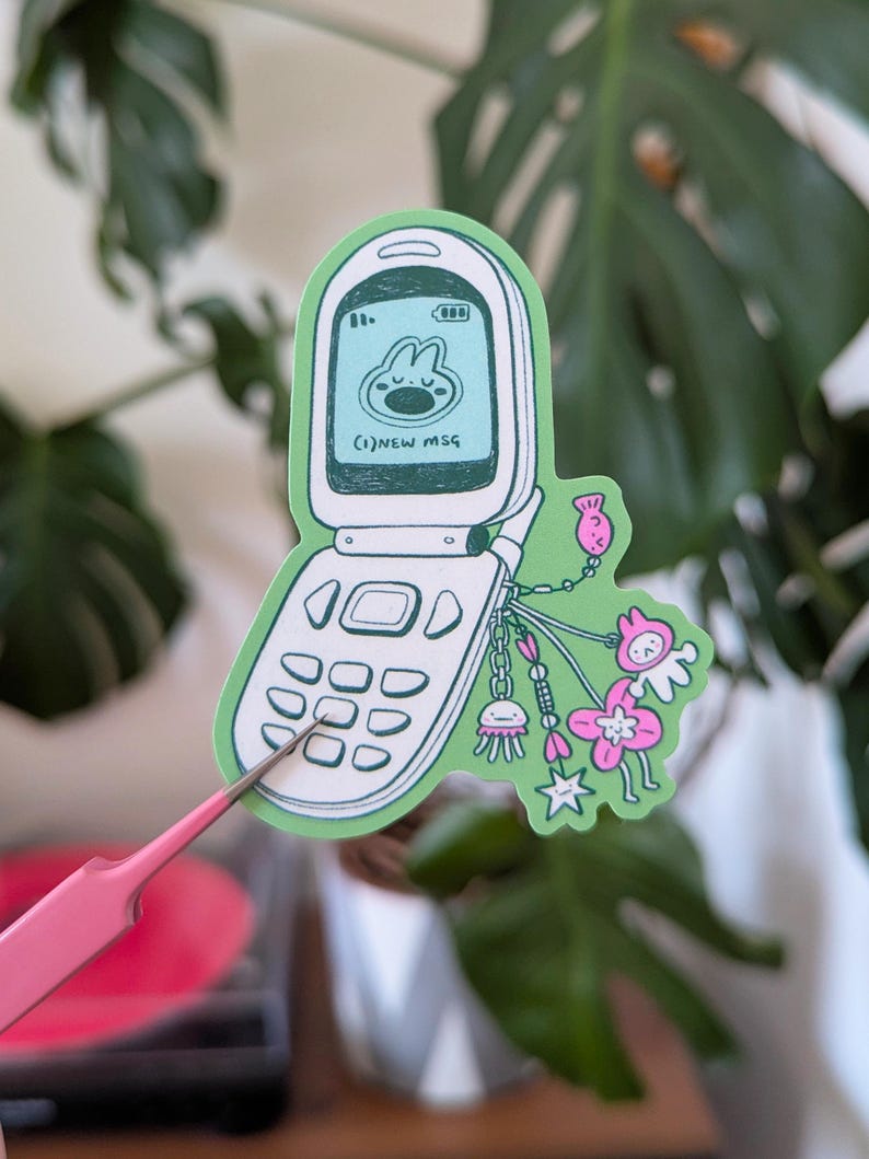 Flip Phone Charm Sticker - Cute Sticker, Vinyl Sticker, Phone Charms ...