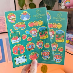 Tomato Bbys Sticker Sheet - A6, Tomato Stickers, Food Stickers, Matte ...