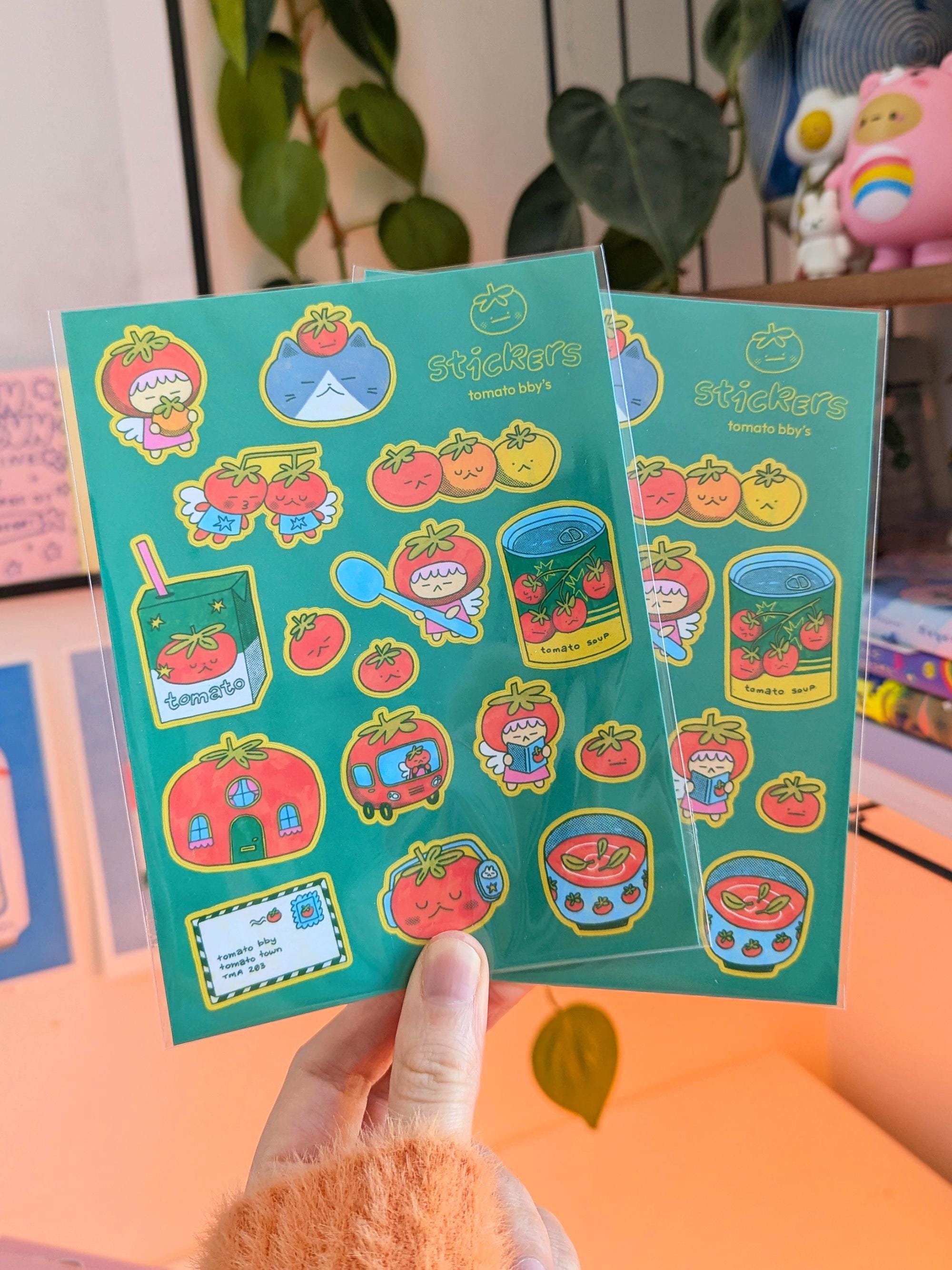 Tomato Bbys Sticker Sheet - A6, Tomato Stickers, Food Stickers, Matte ...