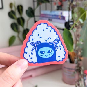 Cute Onigiri Sticker - Food Sticker, Cute Art Sticker, Vinyl Sticker ...