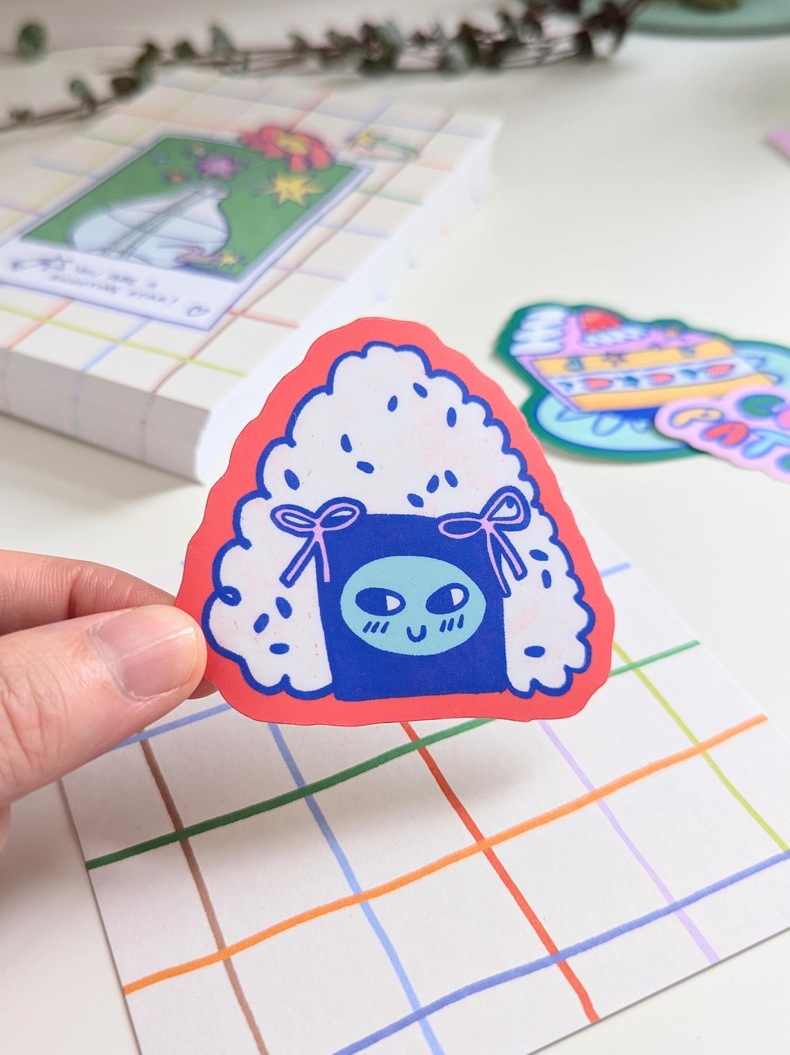 Cute Onigiri Sticker - Food Sticker, Cute Art Sticker, Vinyl Sticker ...