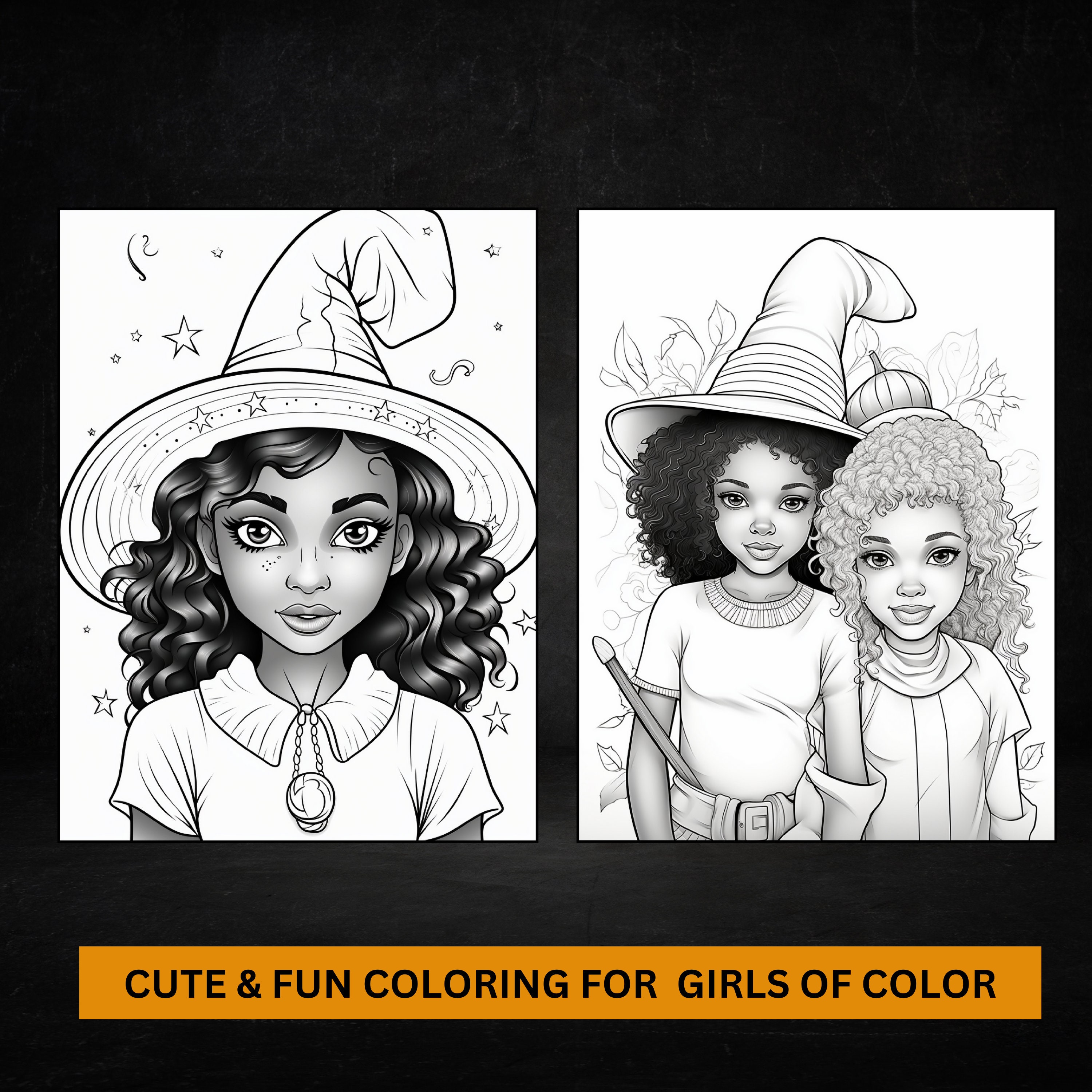 Black Girls Witch Coloring Pages Vol 1 - Etsy