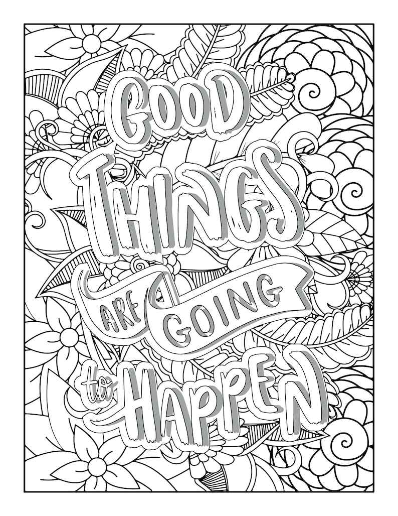 Positive Quotes Coloring Pages - Etsy
