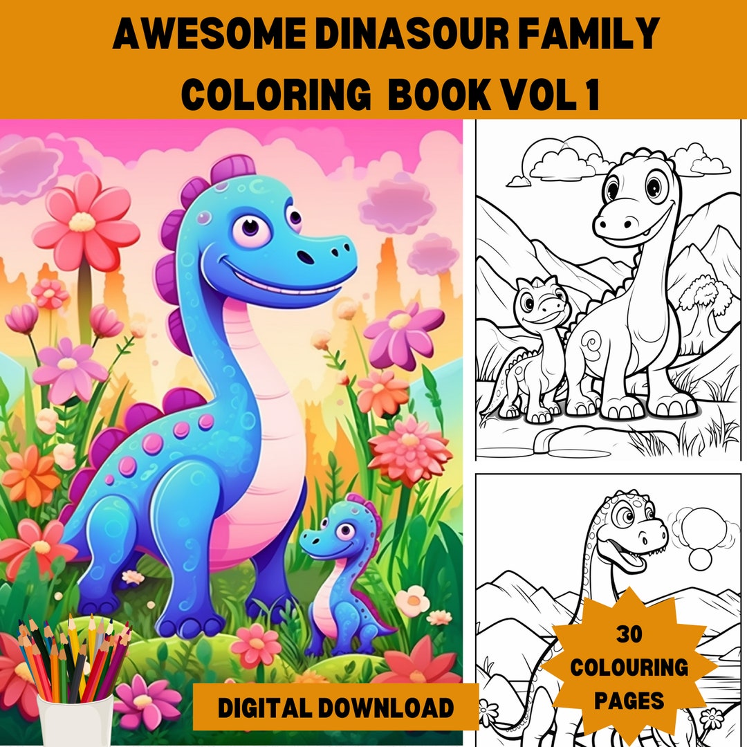 Awesome Dinosaur Family Coloring Book Vol 2, Coloring Sheets for Kids ...